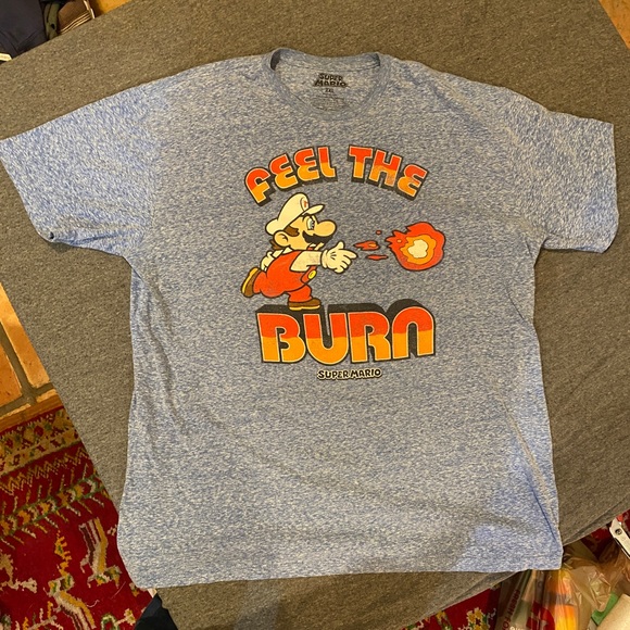 Nintendo | Shirts | Nintendo Mens Super Mario Distressed Feel The Burn ...
